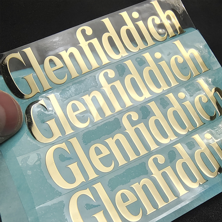 Customize Gold Metallic Logo Stickers UV DTF Decals Label